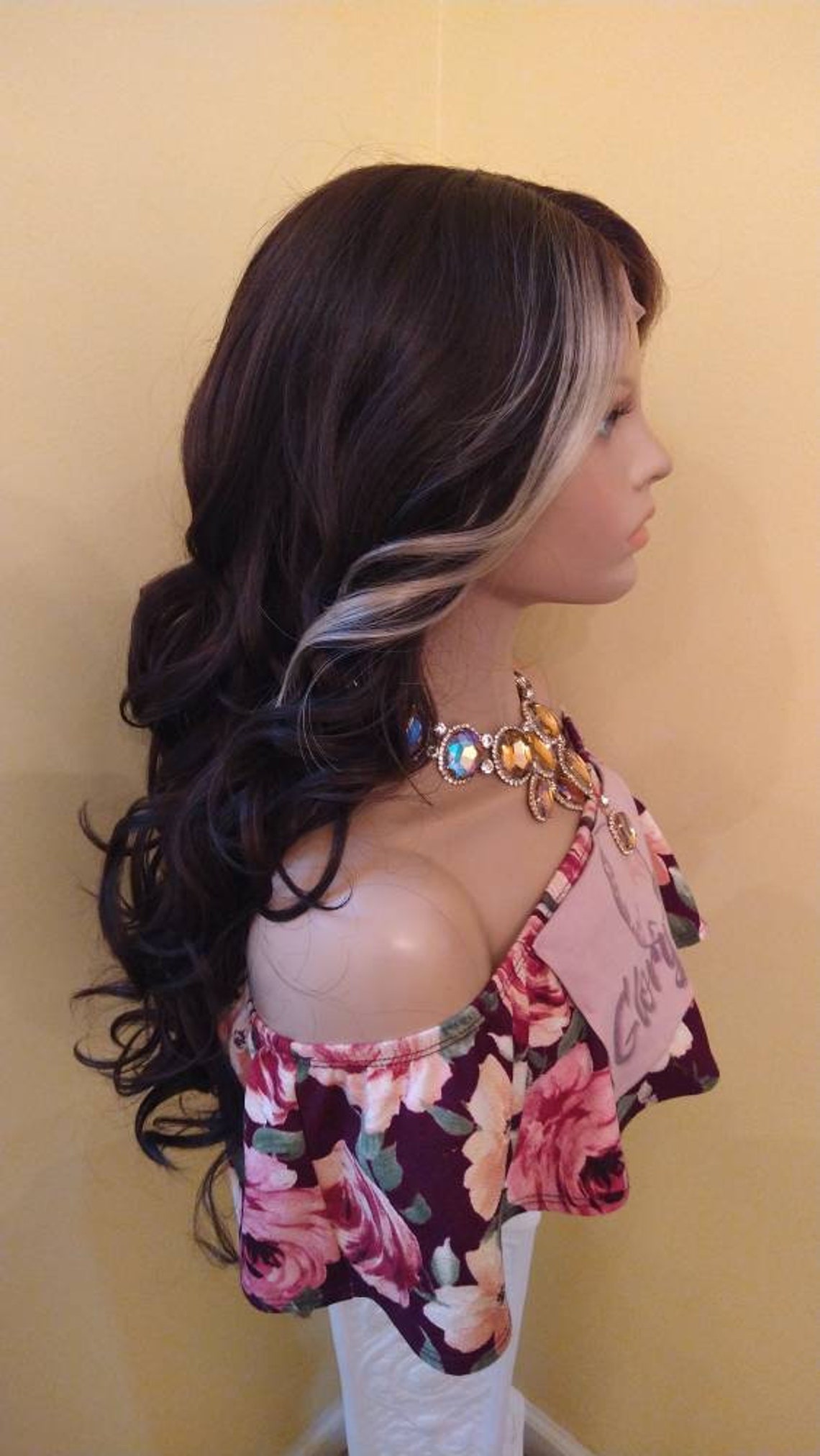 Brown Wavy Lace Front Wig | Ombre Brown Wig With Blonde Highlights ...