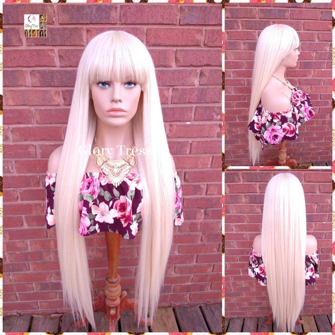 Extra Long Full Wig, Wig With China Bangs, 613 Blonde Wig, Glory Tress ...