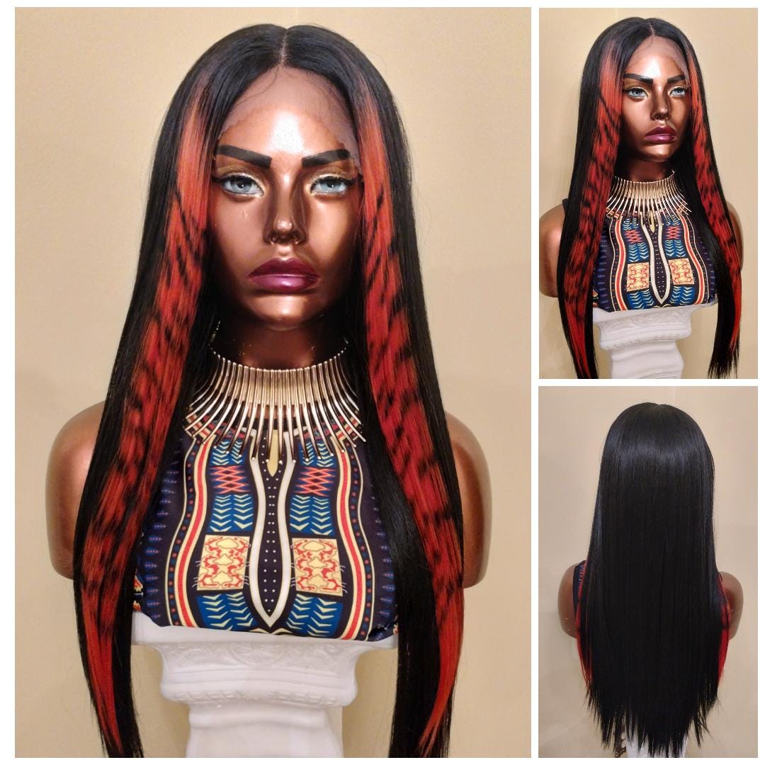 Orange and Black Animal Print Lace Front Wig | Straight Hd Lace Wig for ...