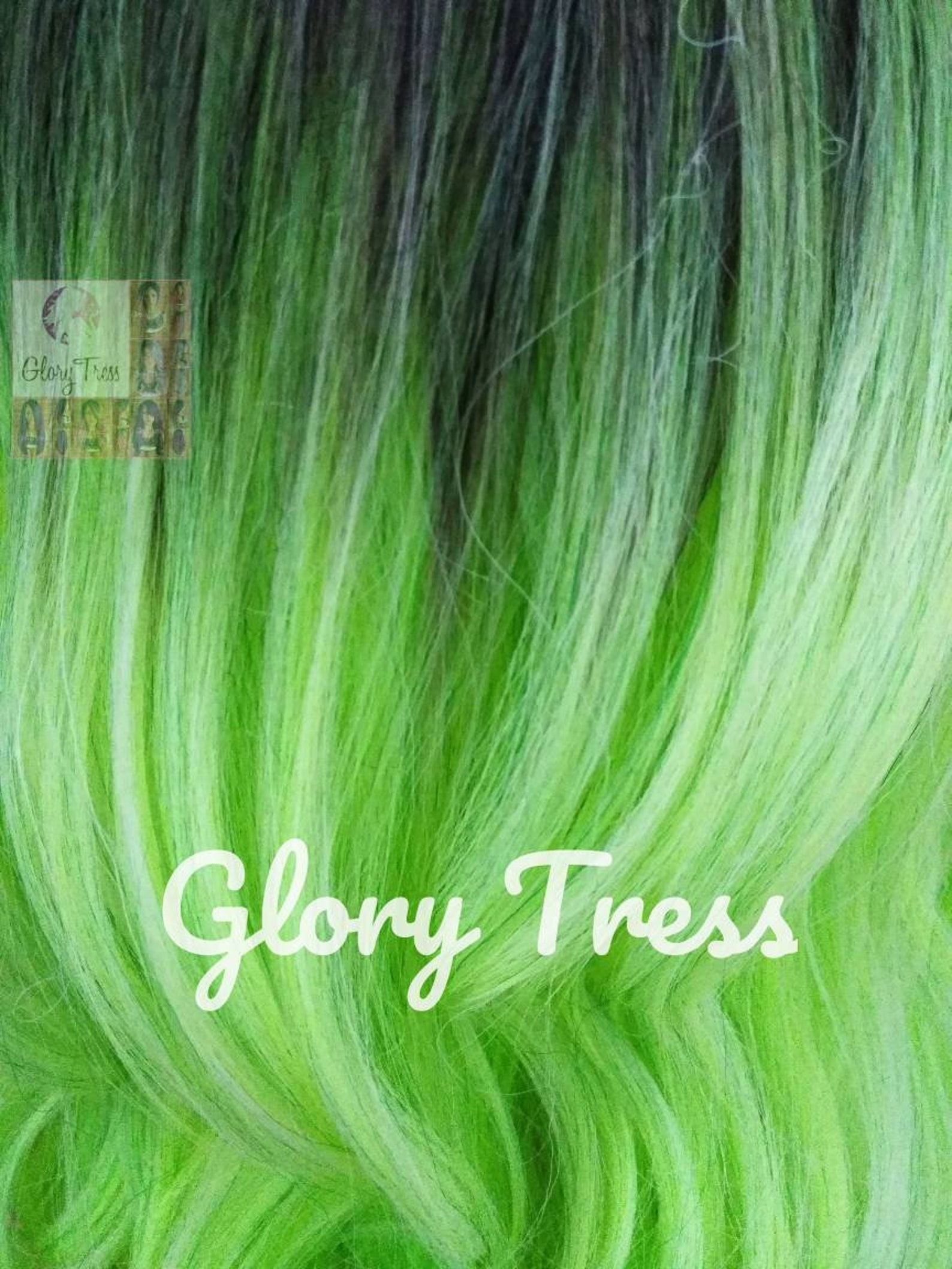 Neon Green Lace Front Wig, Ombre Green Wig, Halloween Wig, Glory Tress ...