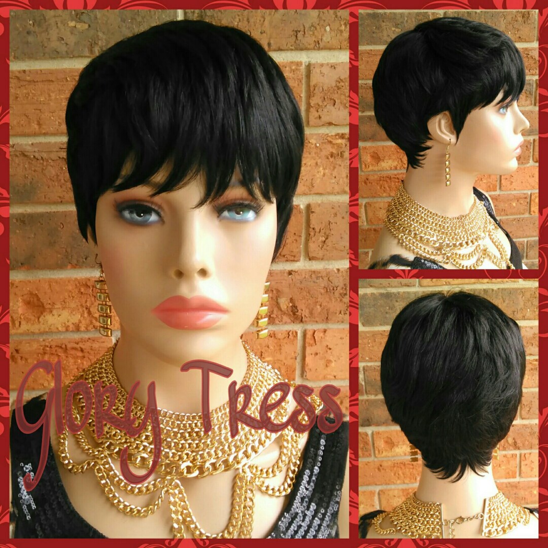 ON SALE // Short Razor Cut Full Wig, Pixie Cut Hairstyle, 100% Remy ...