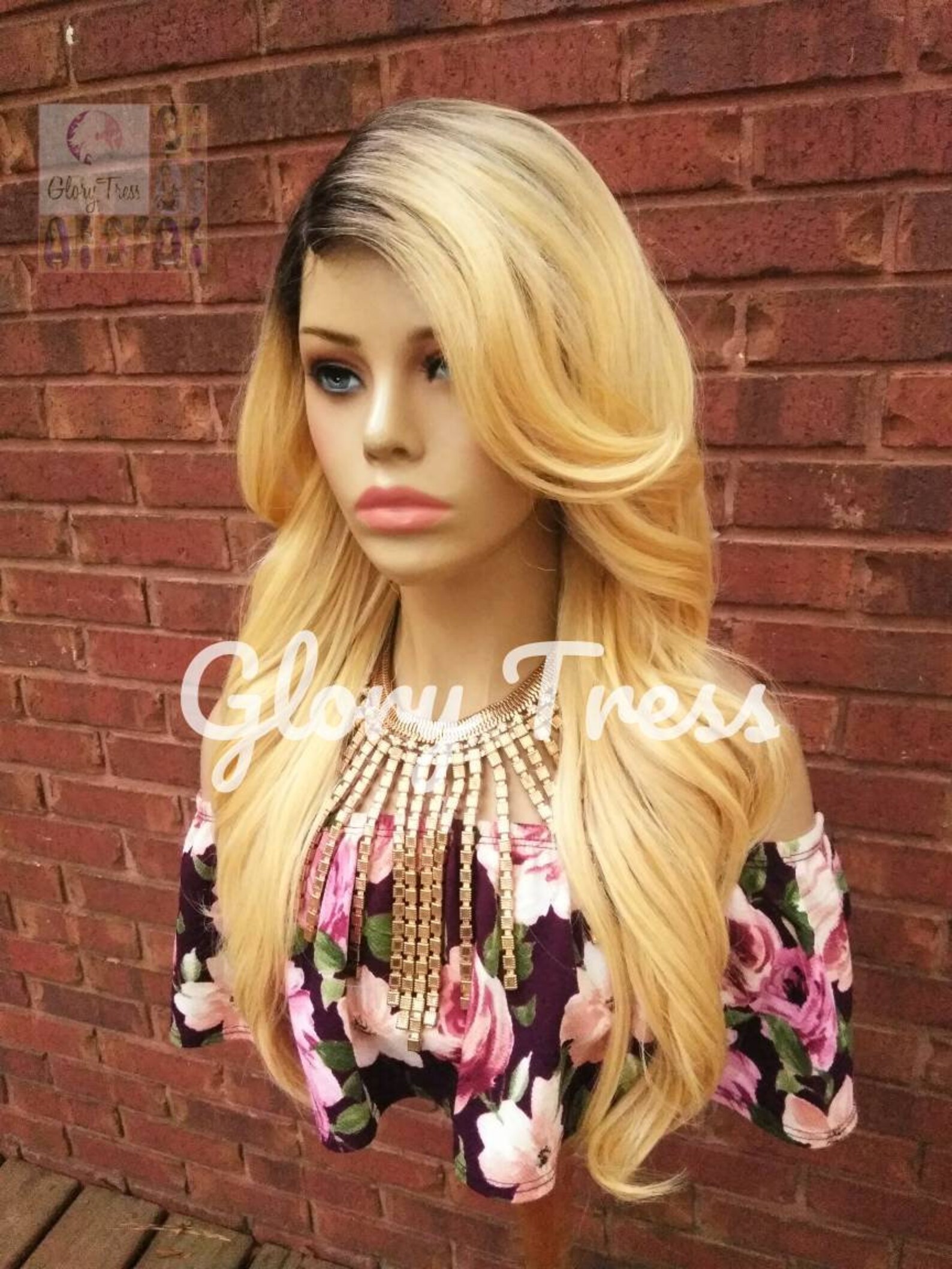 Long Curly Full Wig Golden Blonde Wig Glory Tress Wig Lace - Etsy