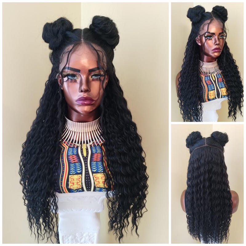 Black Wig Lace Front Buns - Etsy