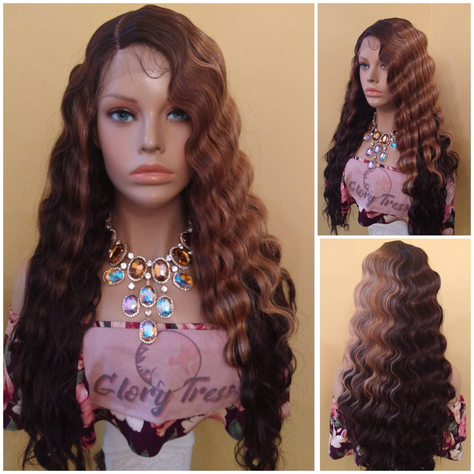 Wavy Lace Front Wig HD Lace Crimp Wavy Wig Ombre Dark Blonde - Etsy