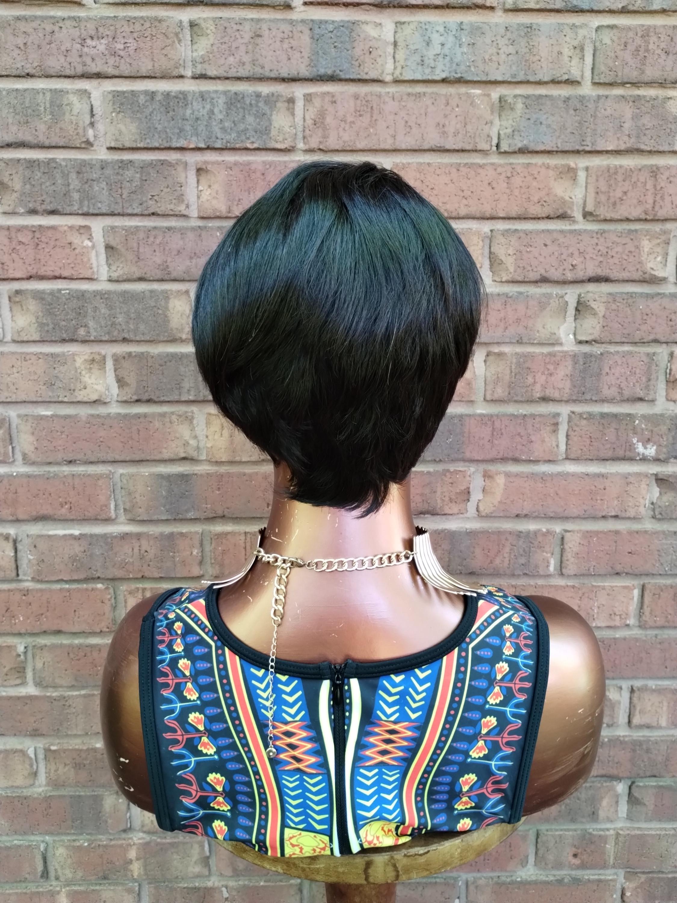 Short Razor Cut Full Wig, Pixie Cut Hairstyle, 100% Remy Human Hair Wig ...