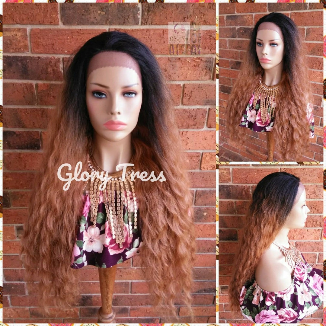 Deep Wavy Lace Front Wig, Ombre Wig, Wavy Auburn Wig, African American ...