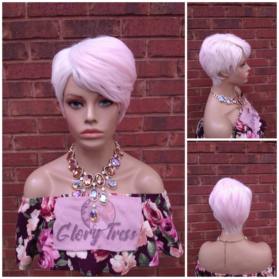Pink Pixie Cut Wig | Full Cap Wig With Bangs | Glory Tress Wigs | Baby ...