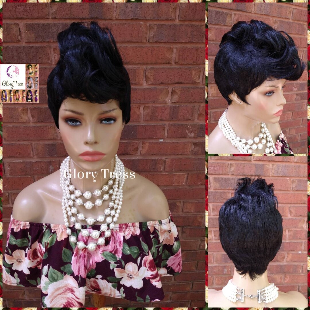 CLEARANCE // Full Wig, Pixie Cut Wig, Mohawk Wig, Glory Tress, Black ...
