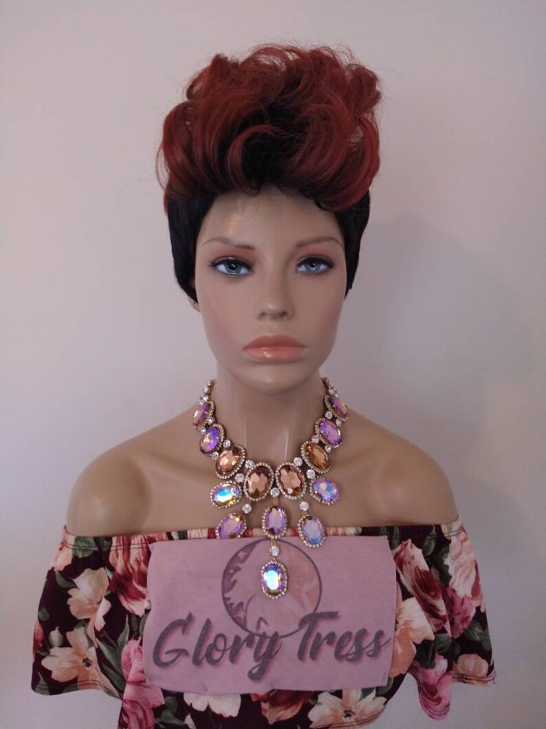 Ombre Red Mohawk Pixie Cut Wig Short Razor Cut Wig Synthetic - Etsy