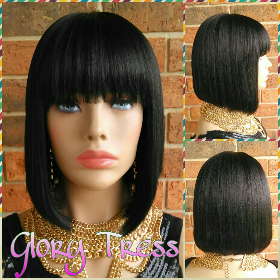 Wig, China Bob Wig, Glory Tress Wigs, 100% Human Hair Blend Wig, Short ...