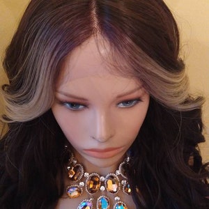 Brown Wavy Lace Front Wig | Ombre Brown Wig With Blonde Highlights ...