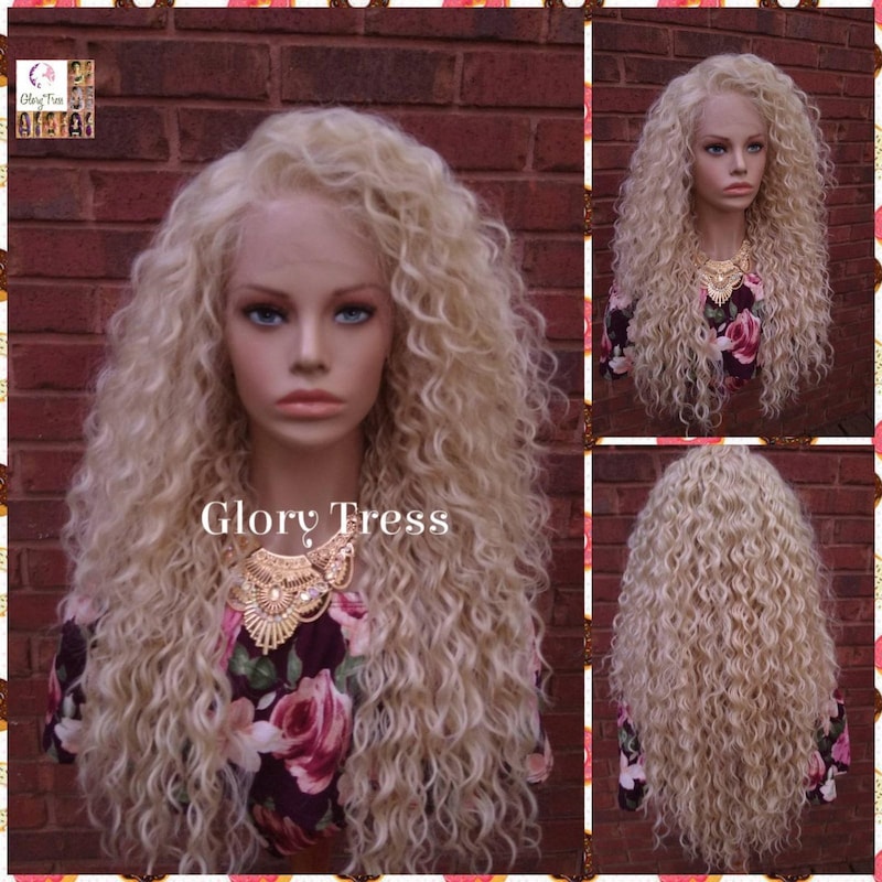 Lace Front Long Curly Wig - Etsy