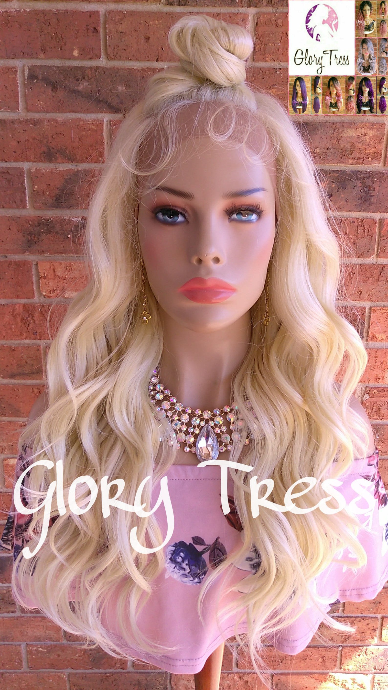 ON SALE // Long Glamorous Wavy Lace Front Wig, 100% Human Blend Wig ...