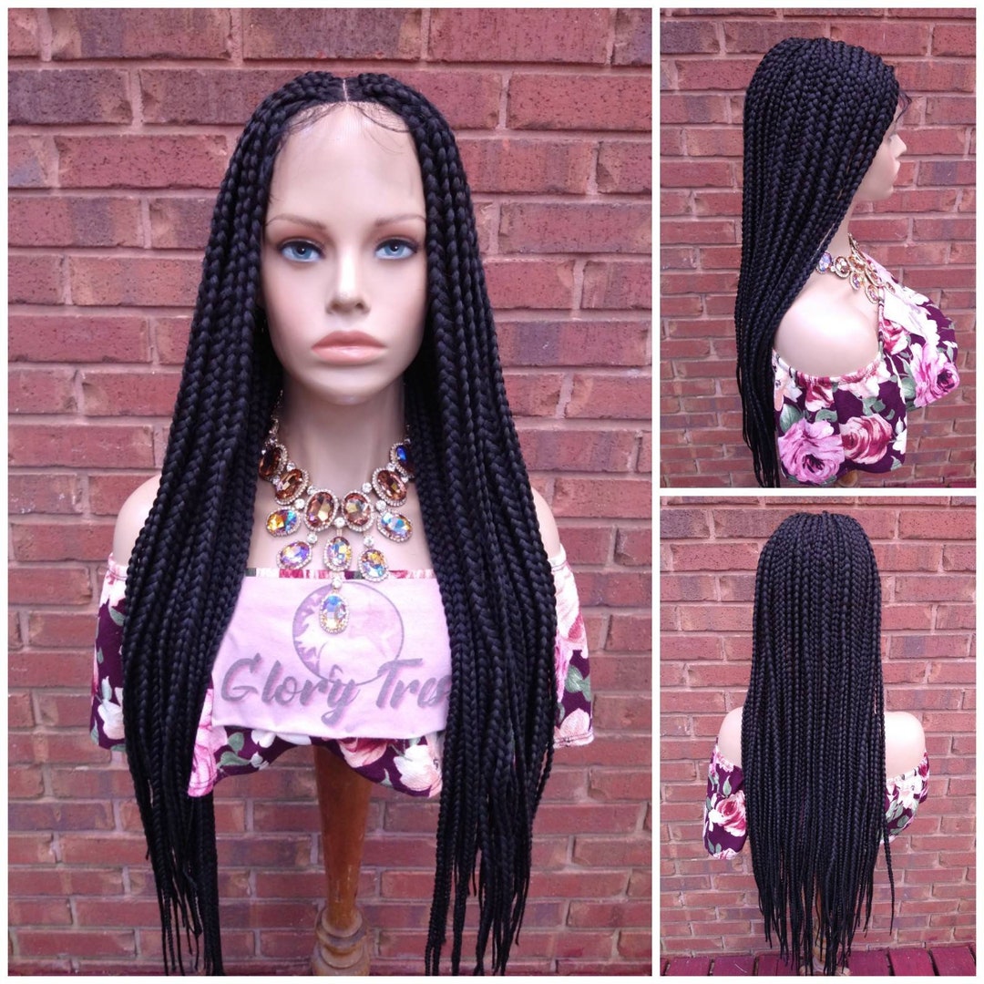Knotless Crochet Braid Wig Black Lace Front Wigs Glory Tress African ...