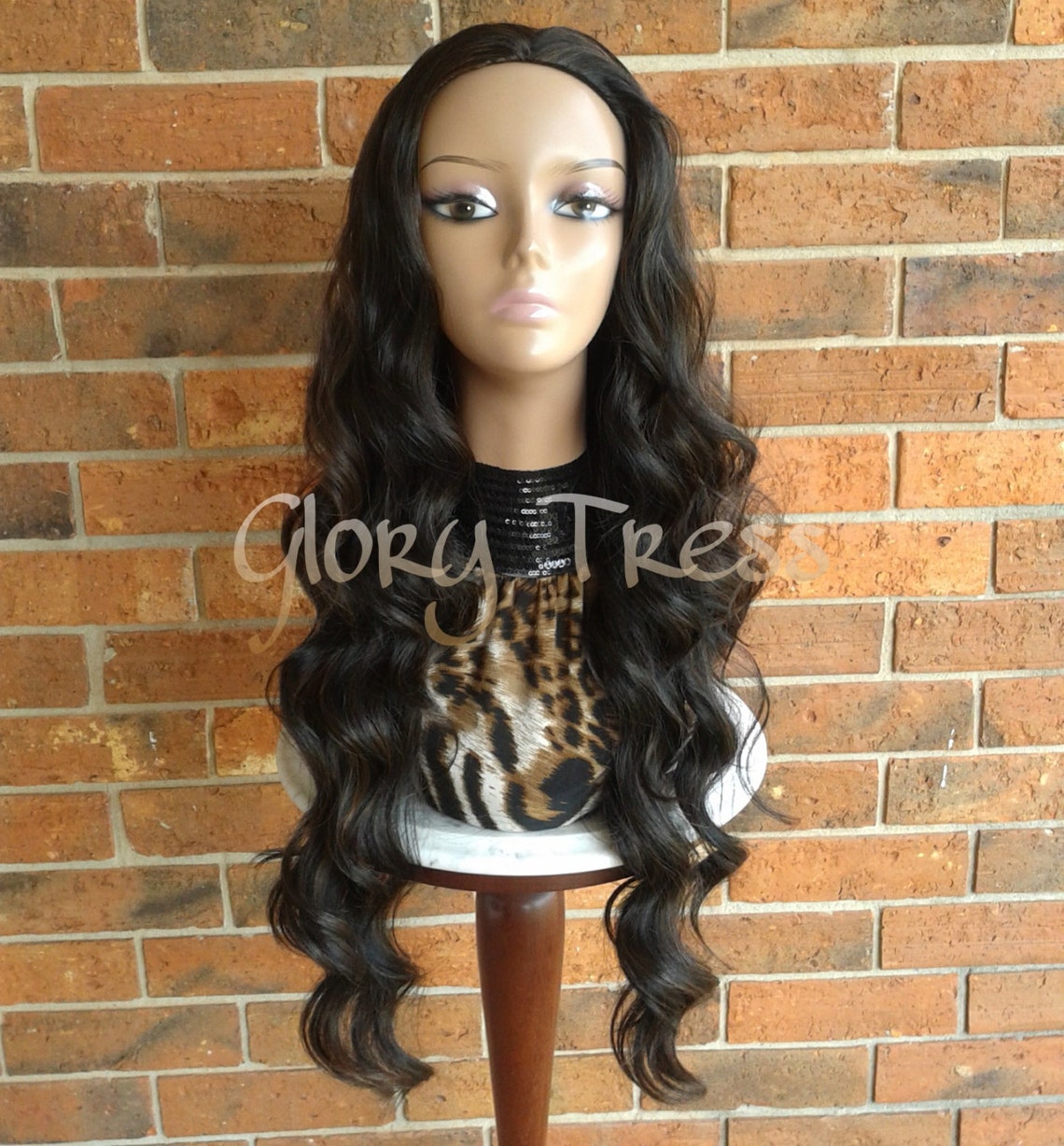 CLEARANCE / /long Body Wave Half Wig, Black Wig With Auburn Highlights ...