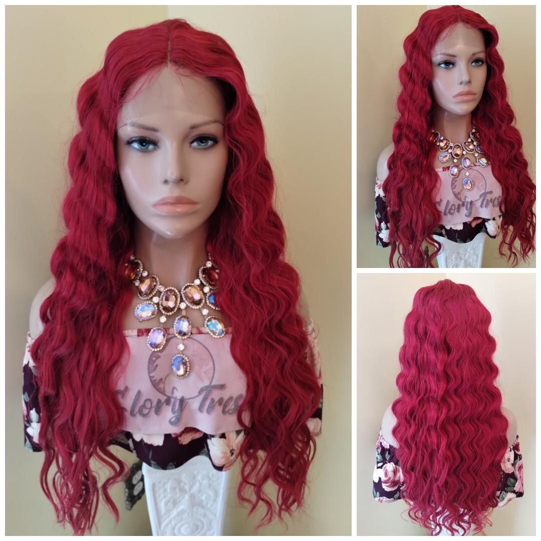 Wavy Lace Front Wig | Crimp Wavy Wig | Red Wig | Glory Tress Wigs ...