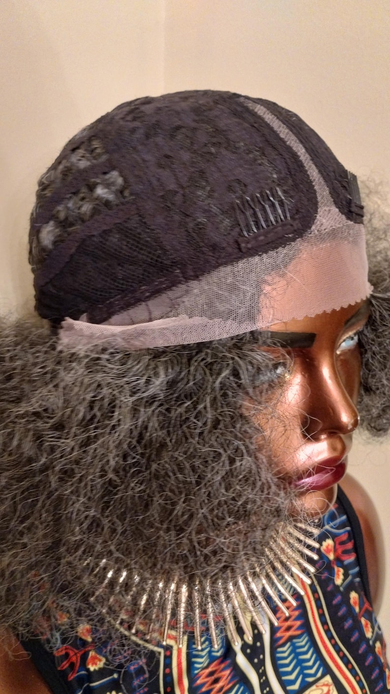 Curly Afro Lace Front Wig, Silver Gray Wig, Salt & Pepper Wigs for ...
