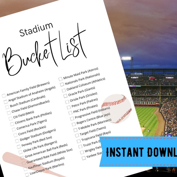Baseball Stadium Checklist - Etsy