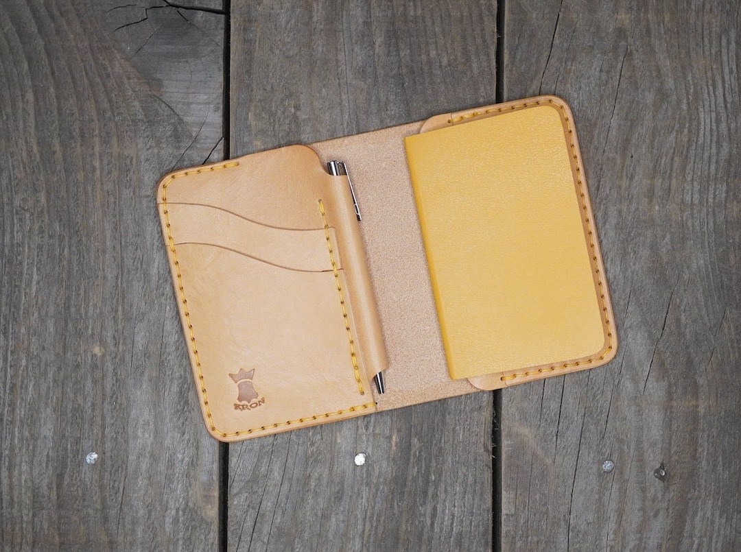 Leather Notebook Wallet, EDC, Small Wallet, Free Pen & Notebook, Full ...