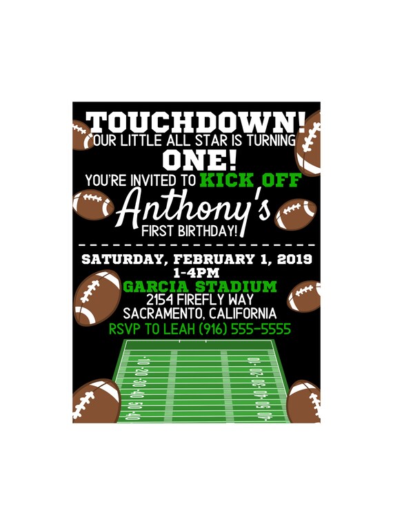 Paper & Party Supplies Little All-Star Sports Editable Touchdown ...