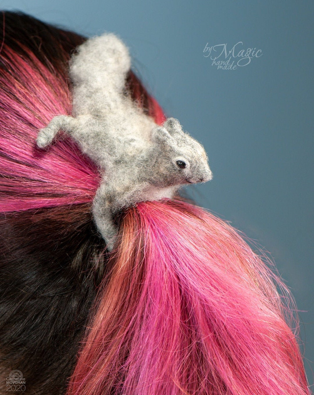 Squirrel Hairpin, Animal Hairpin, Needle Felted Gray Squirrel, Bobby ...