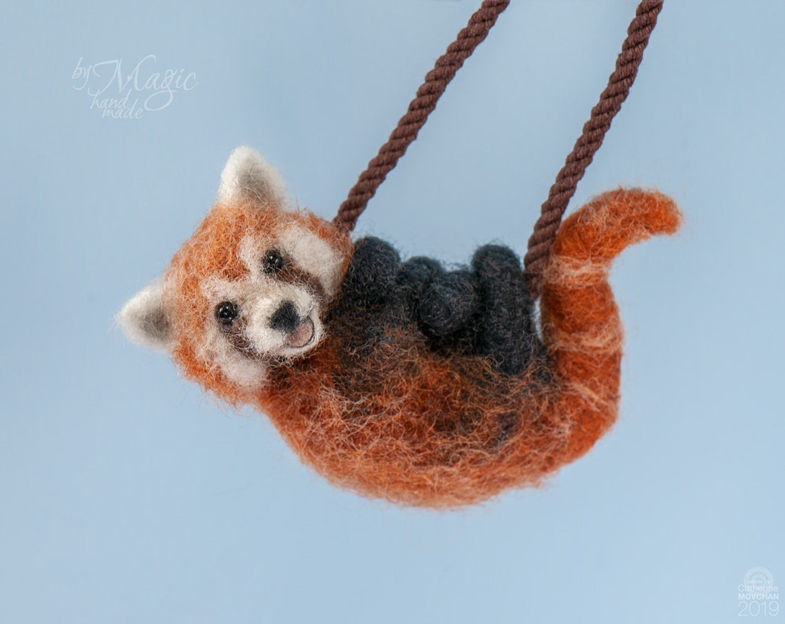 Red Panda Necklace Needle Felt Charm Red Panda Jewelry | Etsy