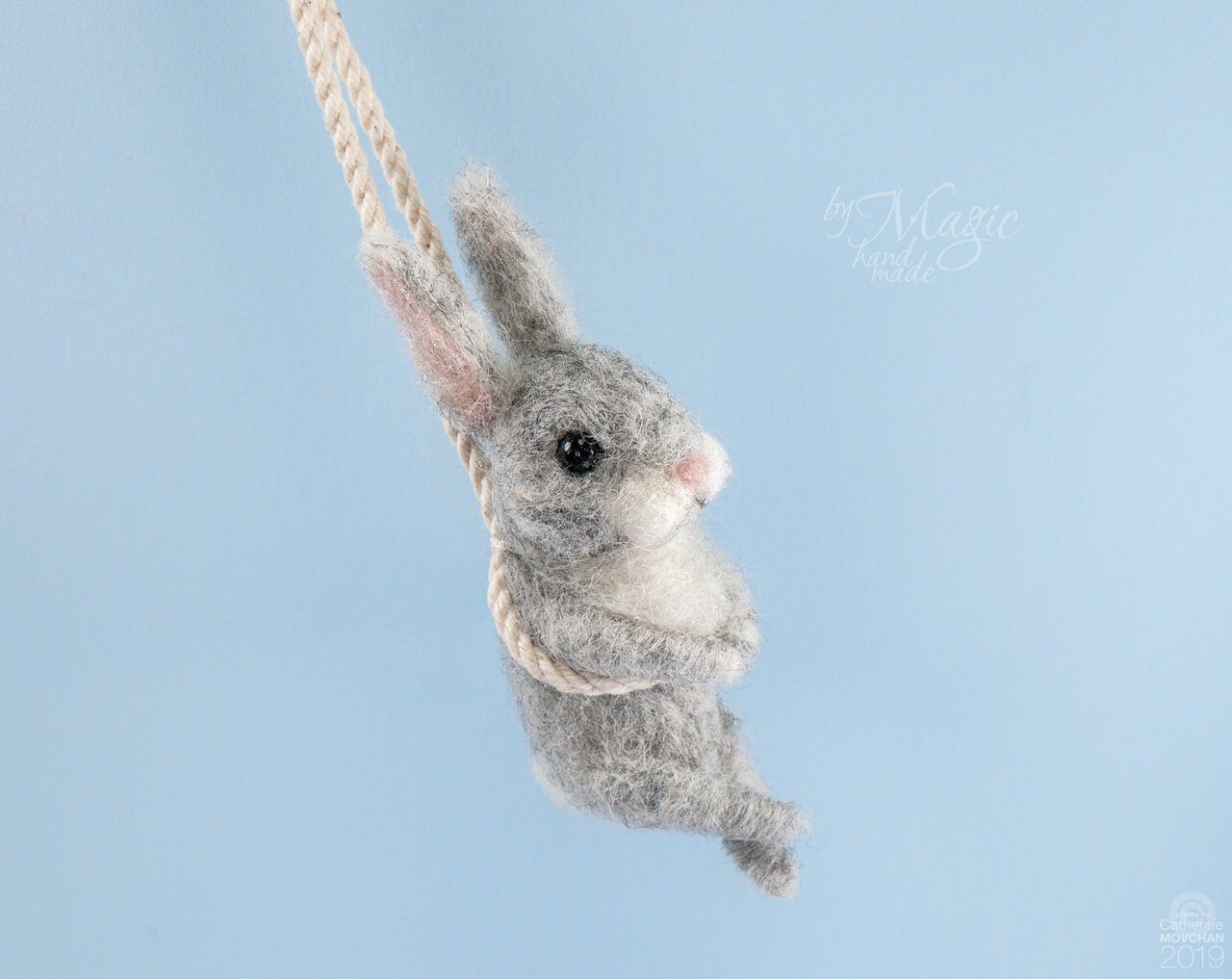 Rabbit Necklace White Bunny Gift for Easter Needle Felt | Etsy