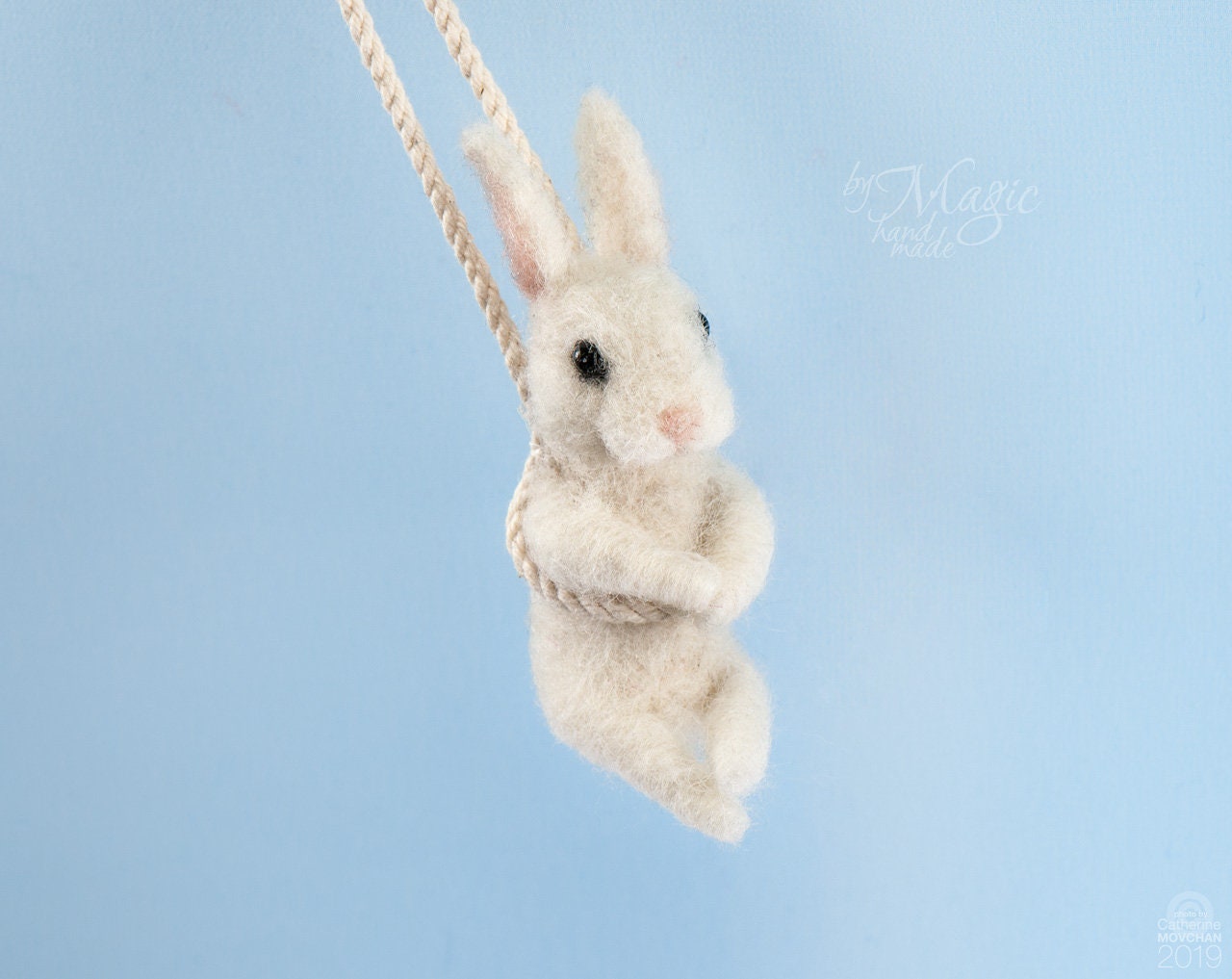 Rabbit Necklace White Bunny Gift for Easter Needle Felt - Etsy