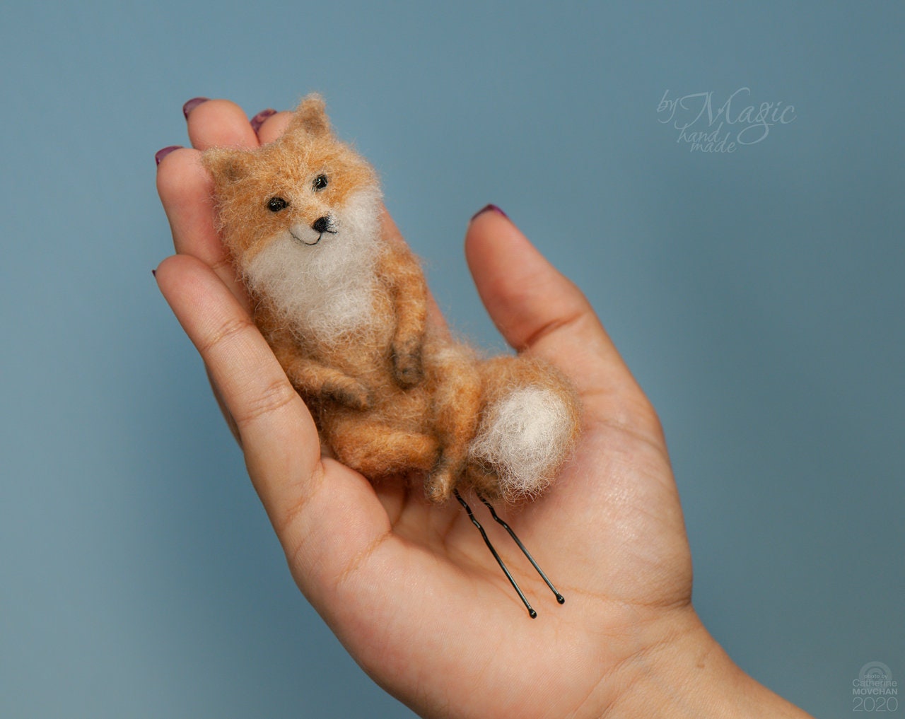 Felted Fox Pin Hairpin With Fox Fox Bobby Pin Gift for Fox - Etsy