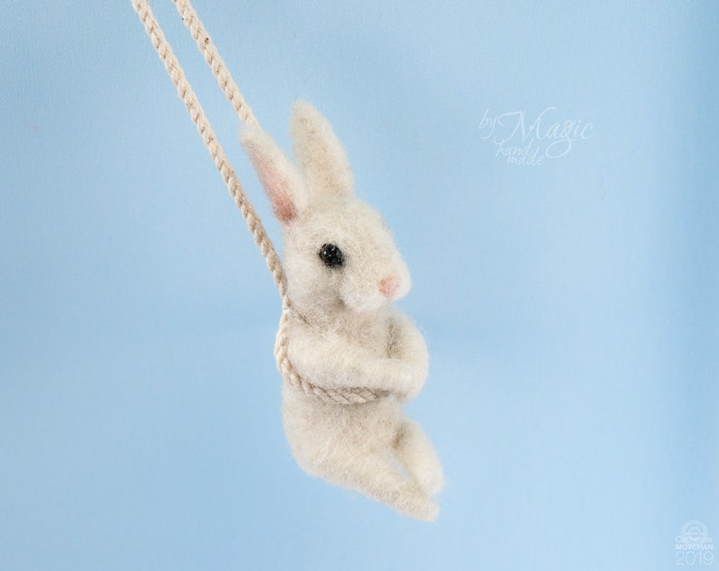 Rabbit Necklace White Bunny Gift for Easter Needle Felt - Etsy