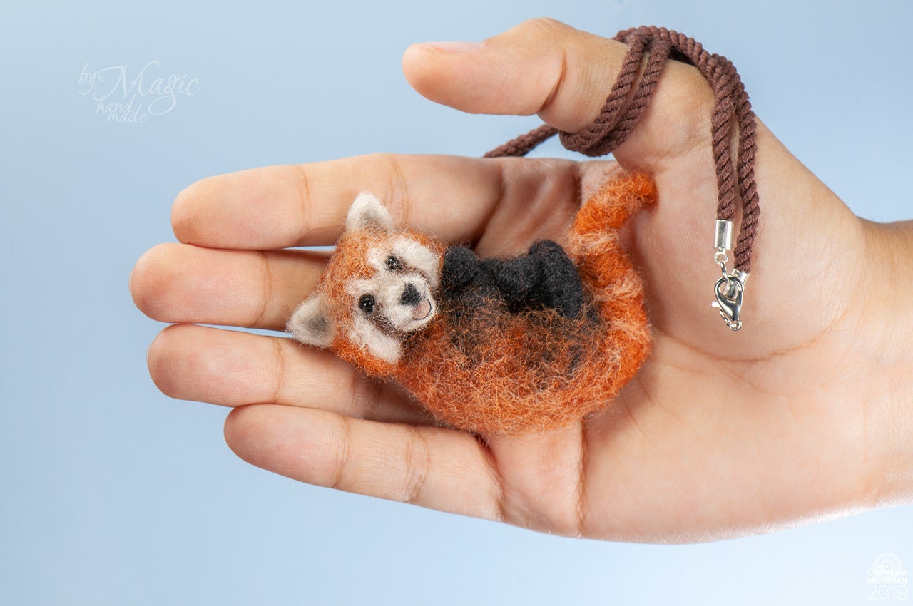 Red Panda Necklace Needle Felt Charm Red Panda Jewelry - Etsy