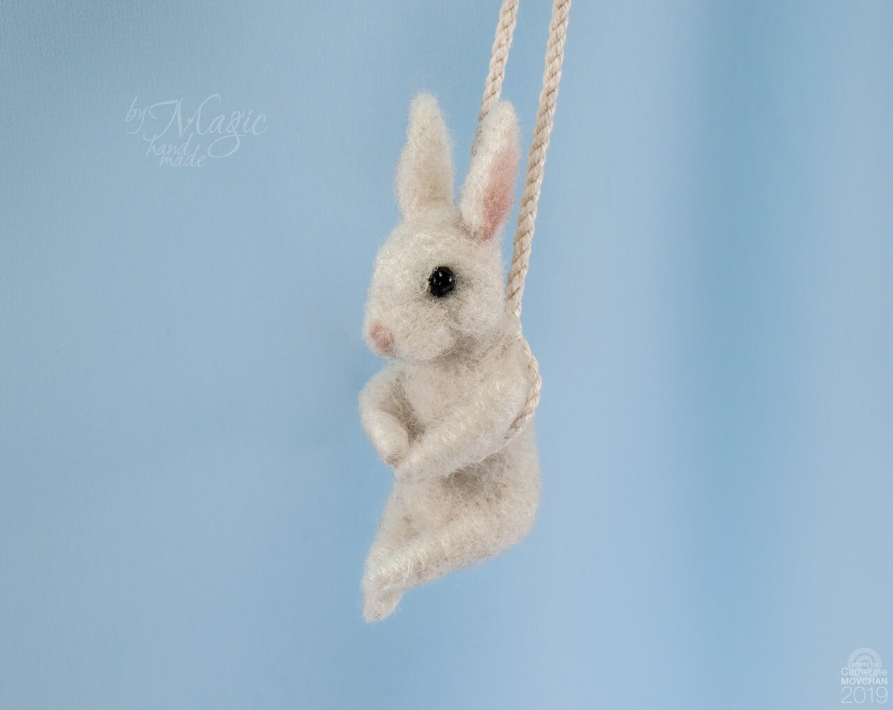 Rabbit Necklace White Bunny Gift for Easter Needle Felt - Etsy