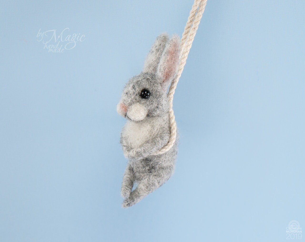 Rabbit Necklace White Bunny Gift for Easter Needle Felt - Etsy