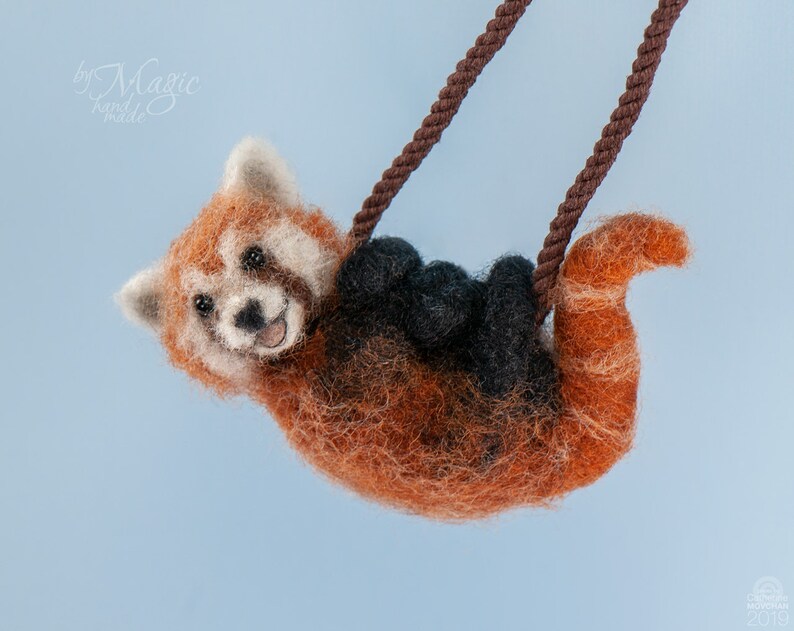Red Panda Necklace Needle Felt Charm Red Panda Jewelry | Etsy
