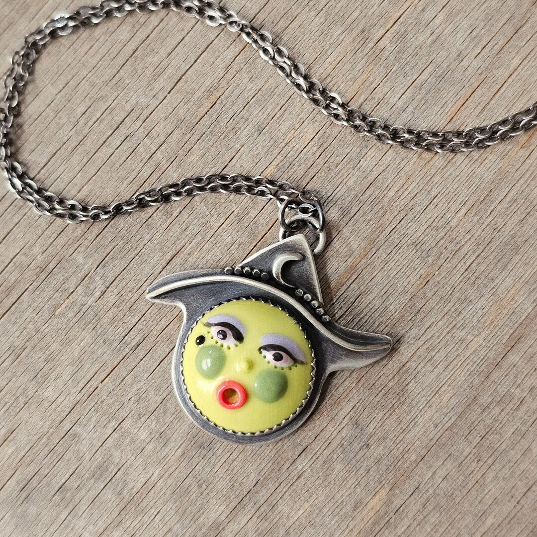 Porcelain Witch Ring or Necklace \\ MADE TO ORDER Sterling Silver ...