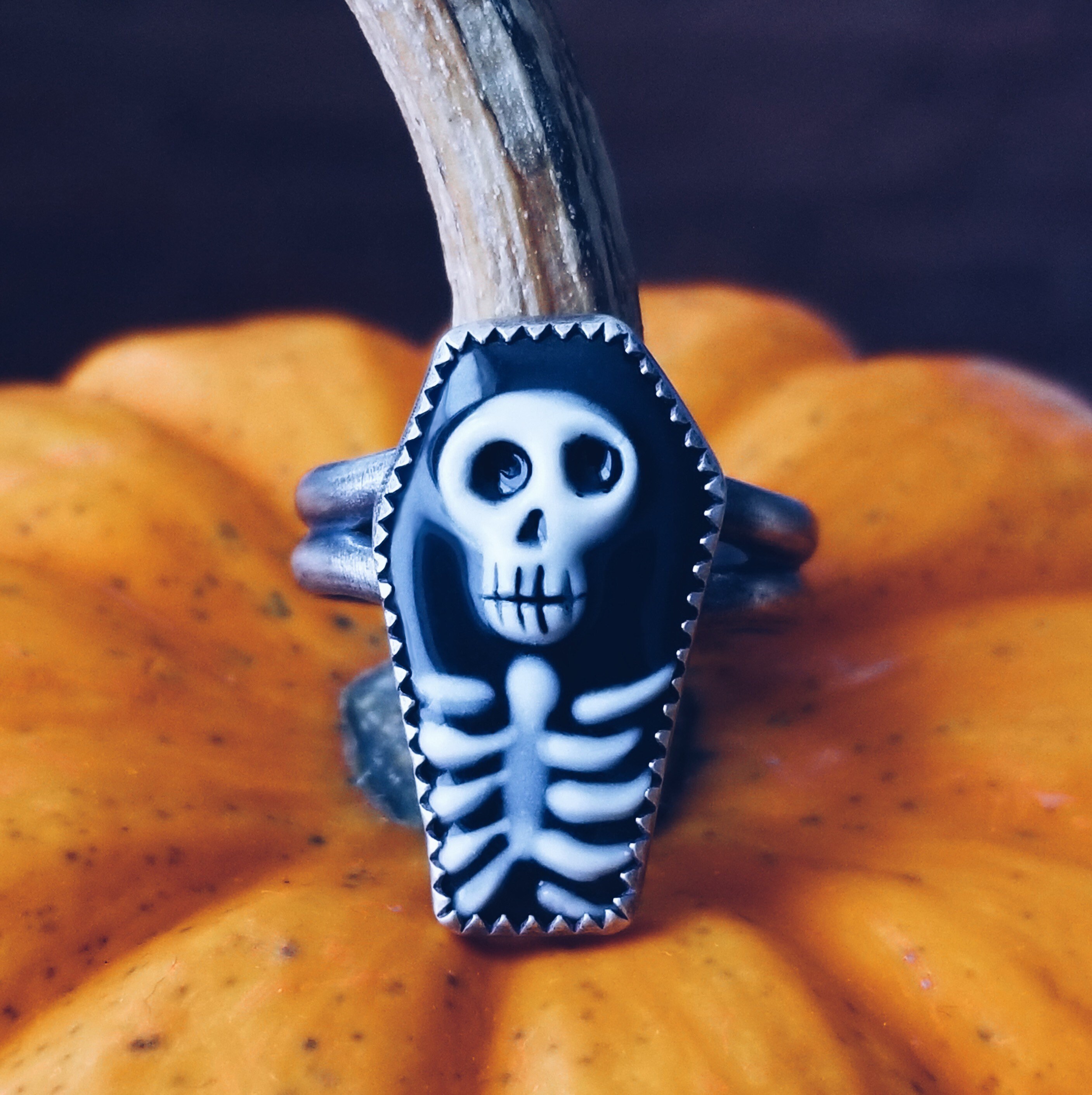 Skeleton or Skull Coffin Ring // MADE TO ORDER Sterling Silver Ring Ft ...