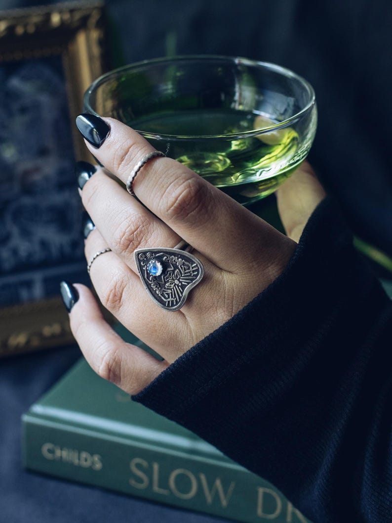 Planchette Split Ring // MADE TO ORDER Ouija Sterling Silver Ring - Etsy