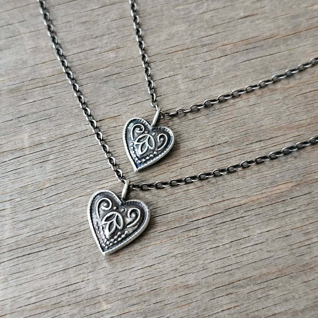 Valentine's Patterned Heart Necklace // MADE TO ORDER Heart Necklace ...