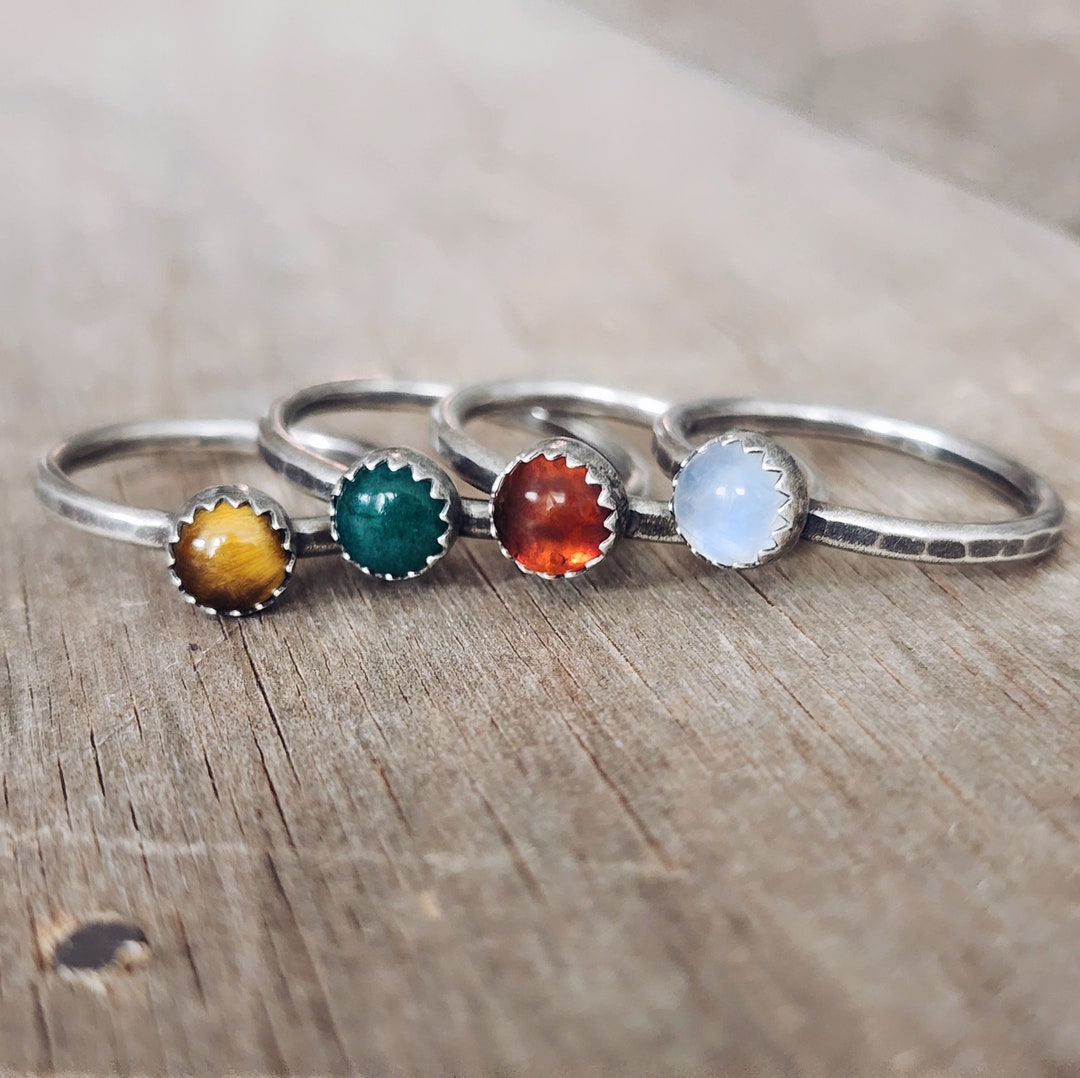 Natural Stone Stacking Rings - Midnights Variants \\ MADE TO ORDER ...