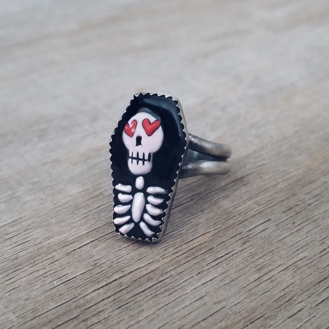 Skeleton Coffin Ring // MADE TO ORDER Sterling Silver Ring Ft ...
