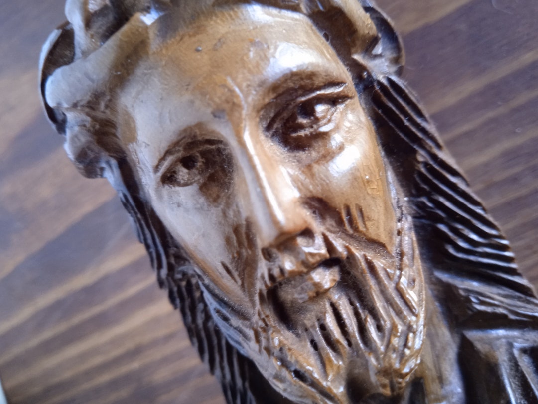 French Ornate Wood and Resin Bust Jesus Bust French Quality Detailed ...