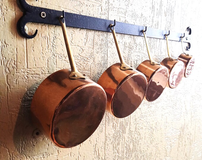 French Vintage Copper Measuring Cups Pro-chef Pan Set Quality Authentic ...