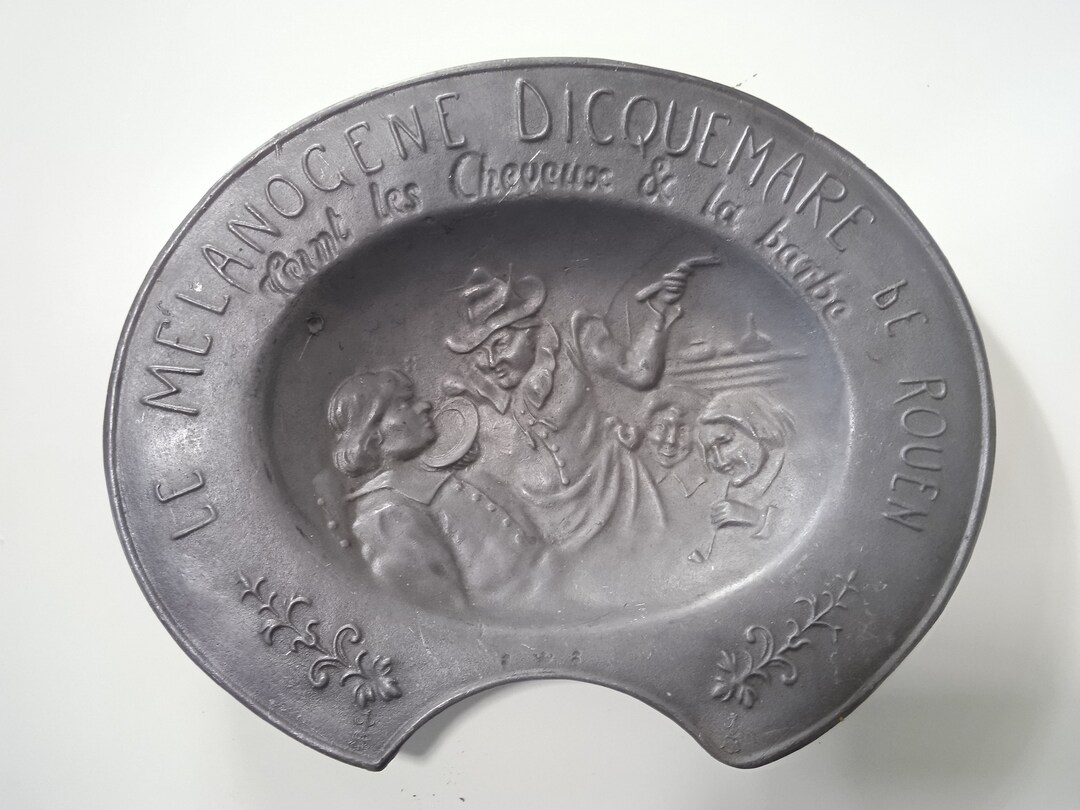 Original Heavy Antique Pewter French Shaving Dish Barbers Bowl ...