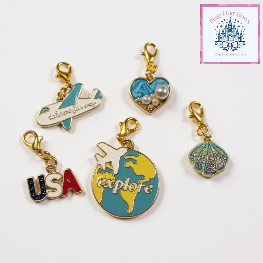 Adventure Charms & Bracelet Set – Globe, Plane, Heart, Seashell - Etsy