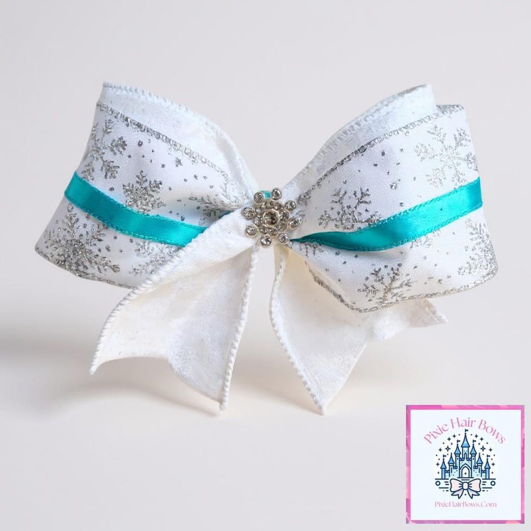 Ice Frozen Princess Inspired Bow Sparkle Snowflake- Cheer Bow Style ...