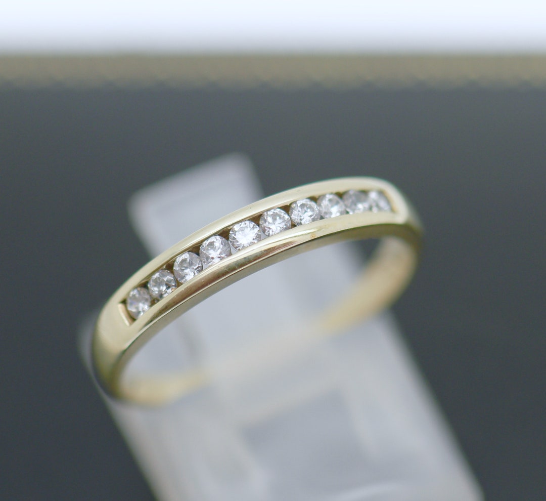 Channel Set Wedding Band With Natural Diamonds Jewellery Size 7 or N1/2 ...
