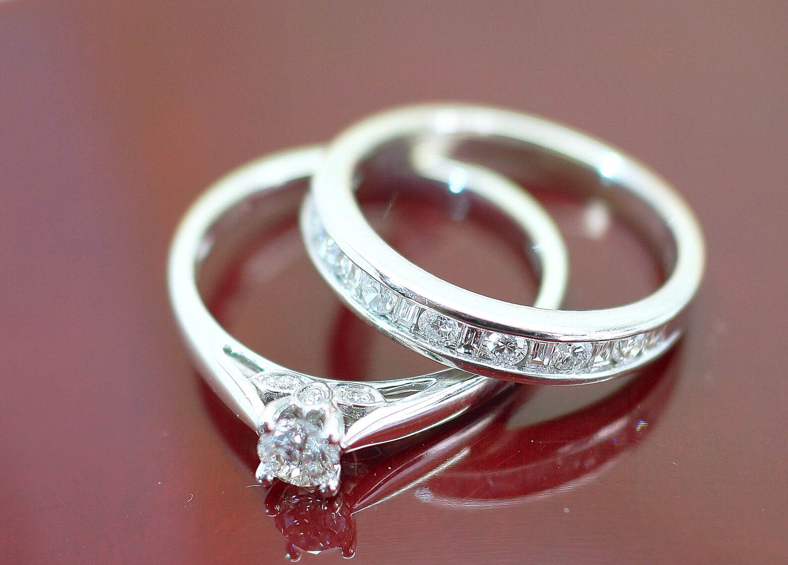 Natural Diamonds Solid Gold Ring Set,engagement Ring Diamond, Birthday ...