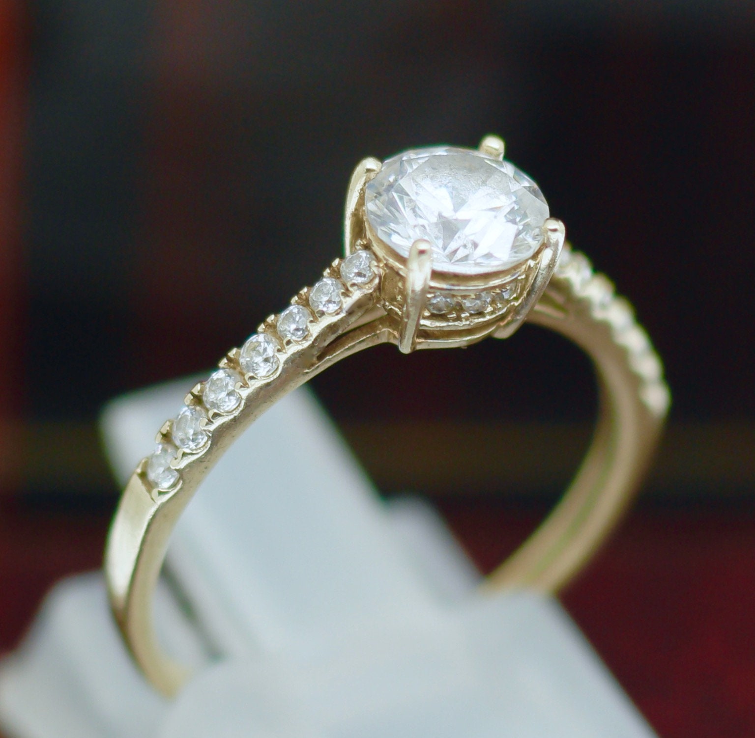 Nachlass 9K Massiver Gold Schmuck Ring Diamanten Rundschliff Schmuck ...