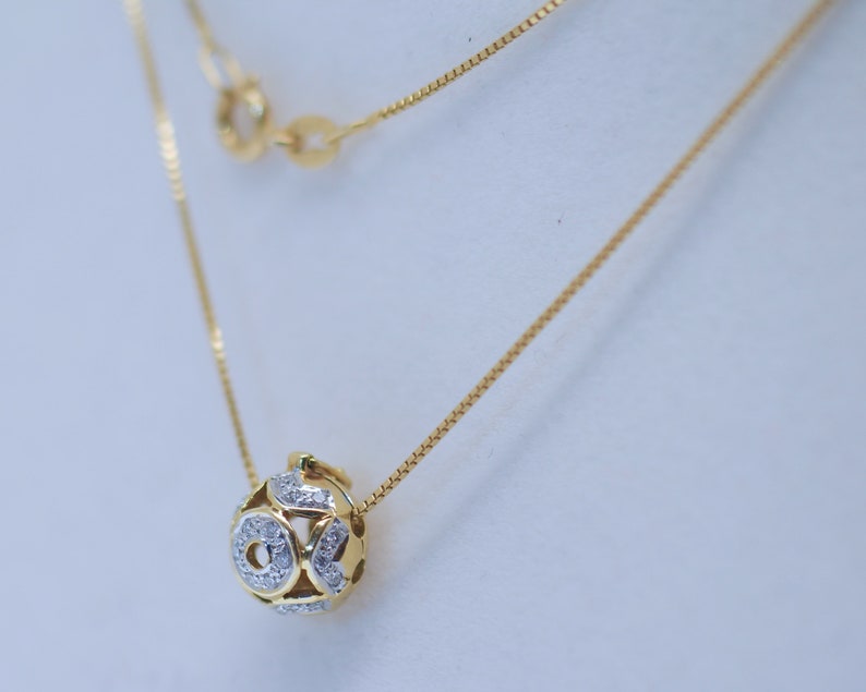 18K Solid Yellow Gold Necklace Set With Natural Diamond - Etsy