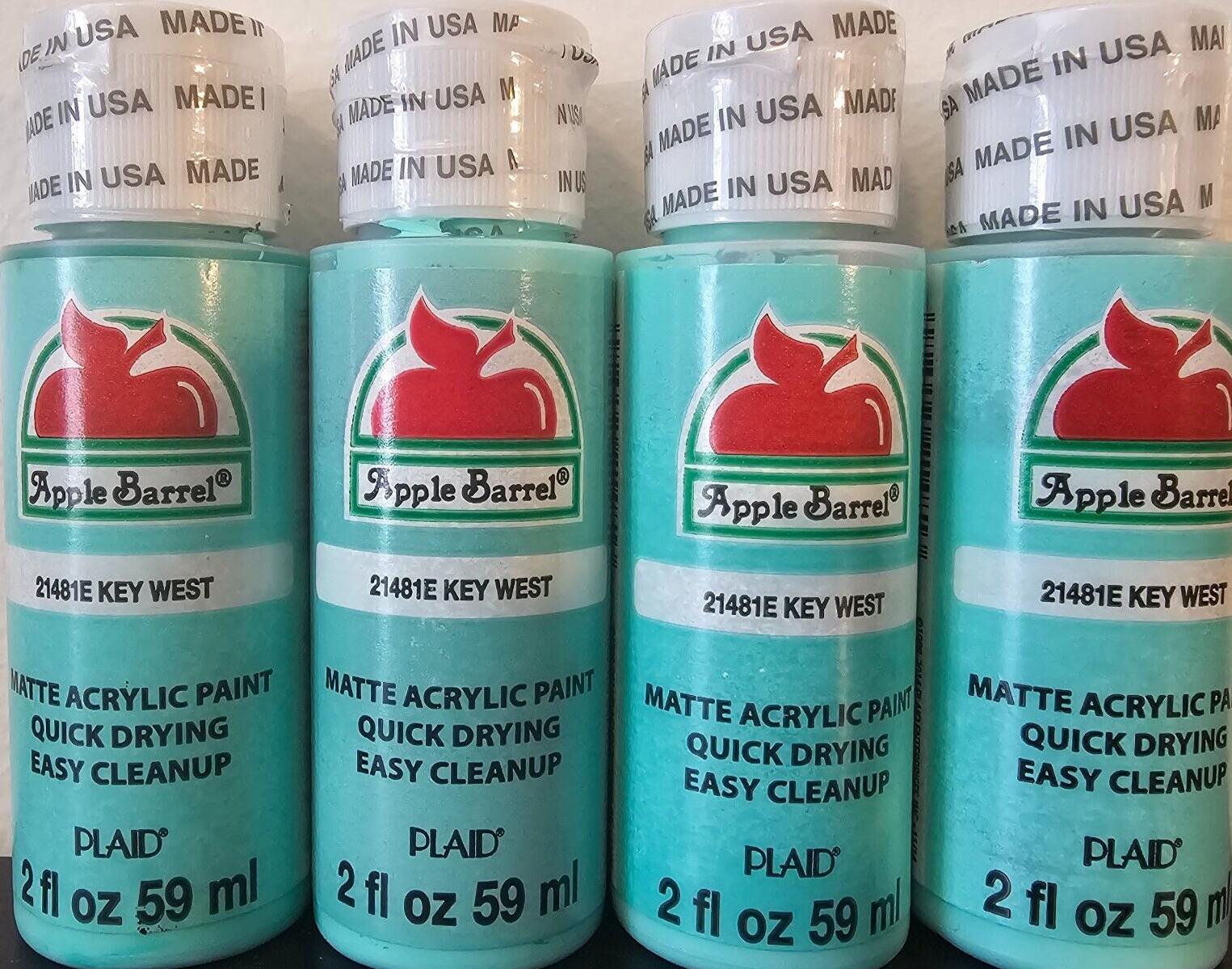 Key West Blue (4x) 2oz Bottles - (8oz) Apple Barrel Matte Acrylic Paint ...